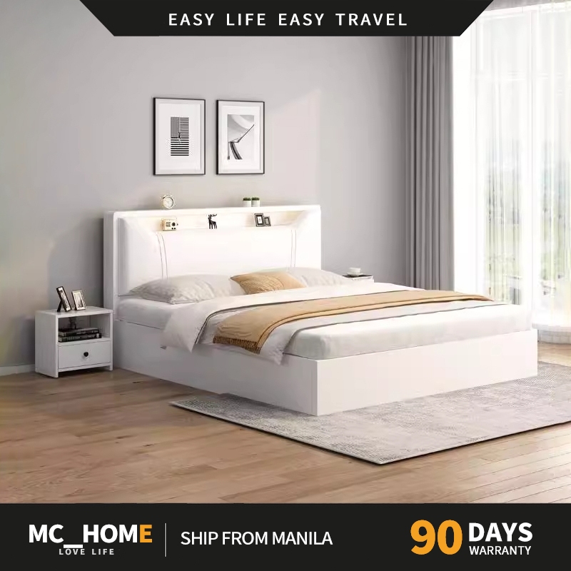 MC&HOME Home bed frame bedroom furniture bedModern simple all solid ...
