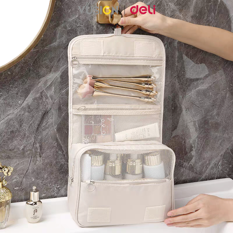 Deli Vusign Makeup Bag Large Makeup Pouch Wash Bag Hanging Cosmetic Bag ...