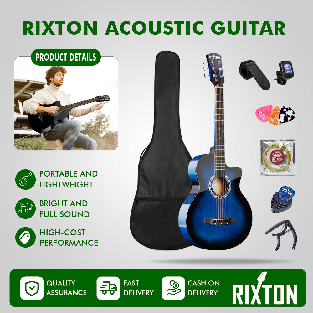 RIXTON Acoustic Guitar 38inch Original Low Action Guitar for Kids ...