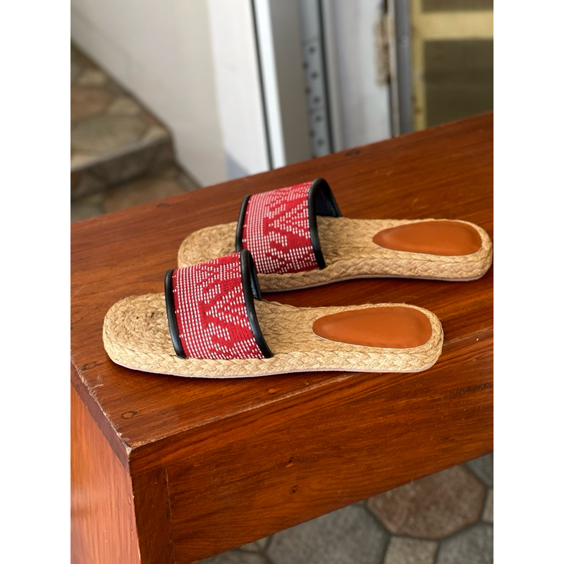 Pure 100% Abaca Beach Flat Sandals in Habi Textile (Limited Edition ...