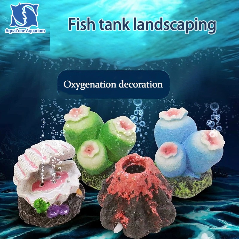 Aquarium Volcano Shape Air Bubble Stone Oxygen Pump Fish Tank Ornament ...