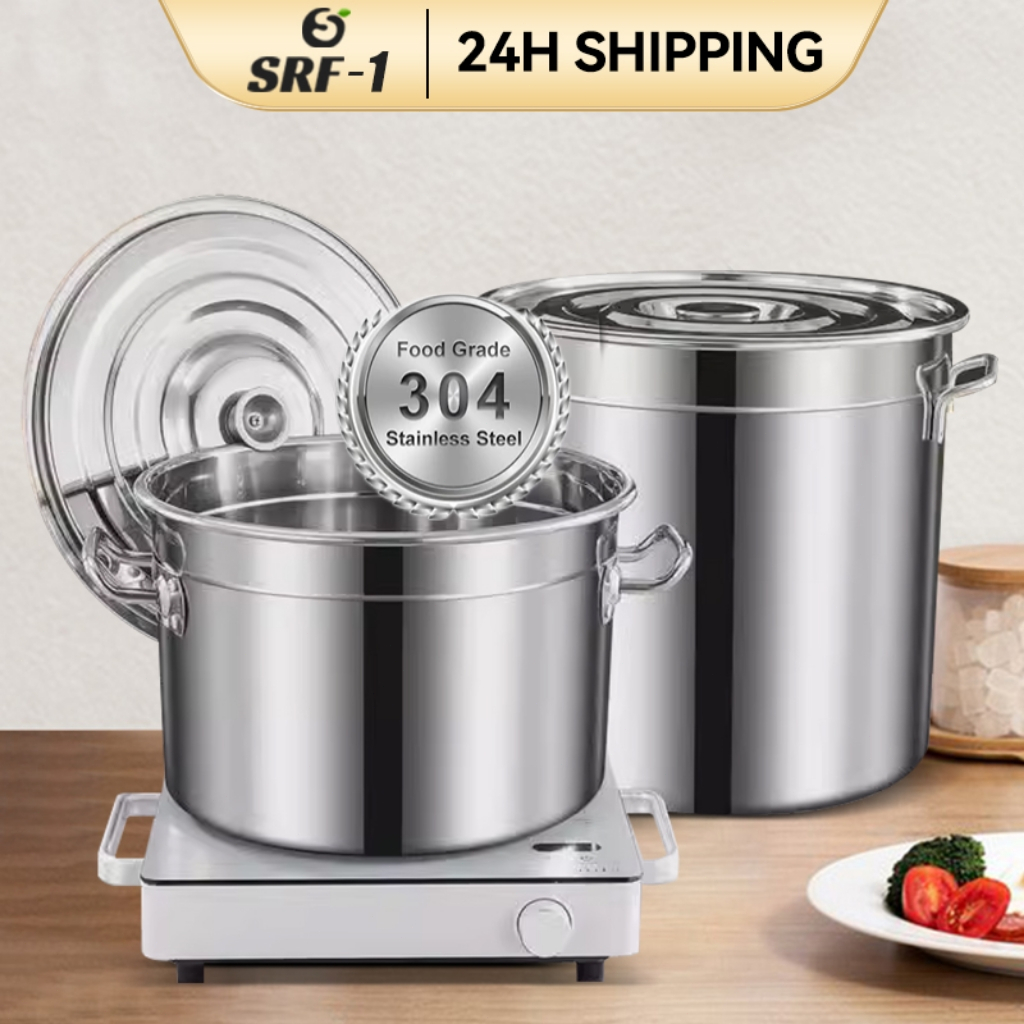304 Stainless Steel Pot multipurpose Bucket with Lid Soup Pot Extra ...