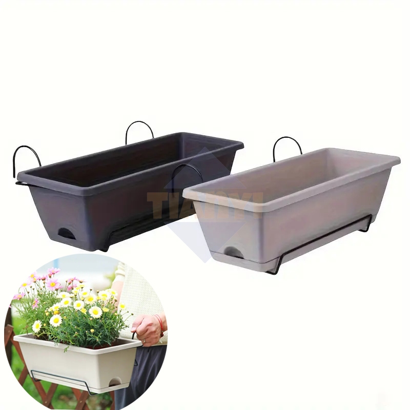 Planting vegetable basin rectangular long flower pot balcony planting ...