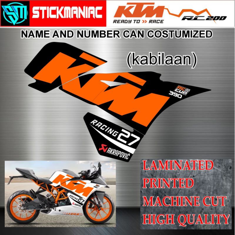 Decals for KTM RC 200, laminated decals for ktm 200 | Shopee Philippines