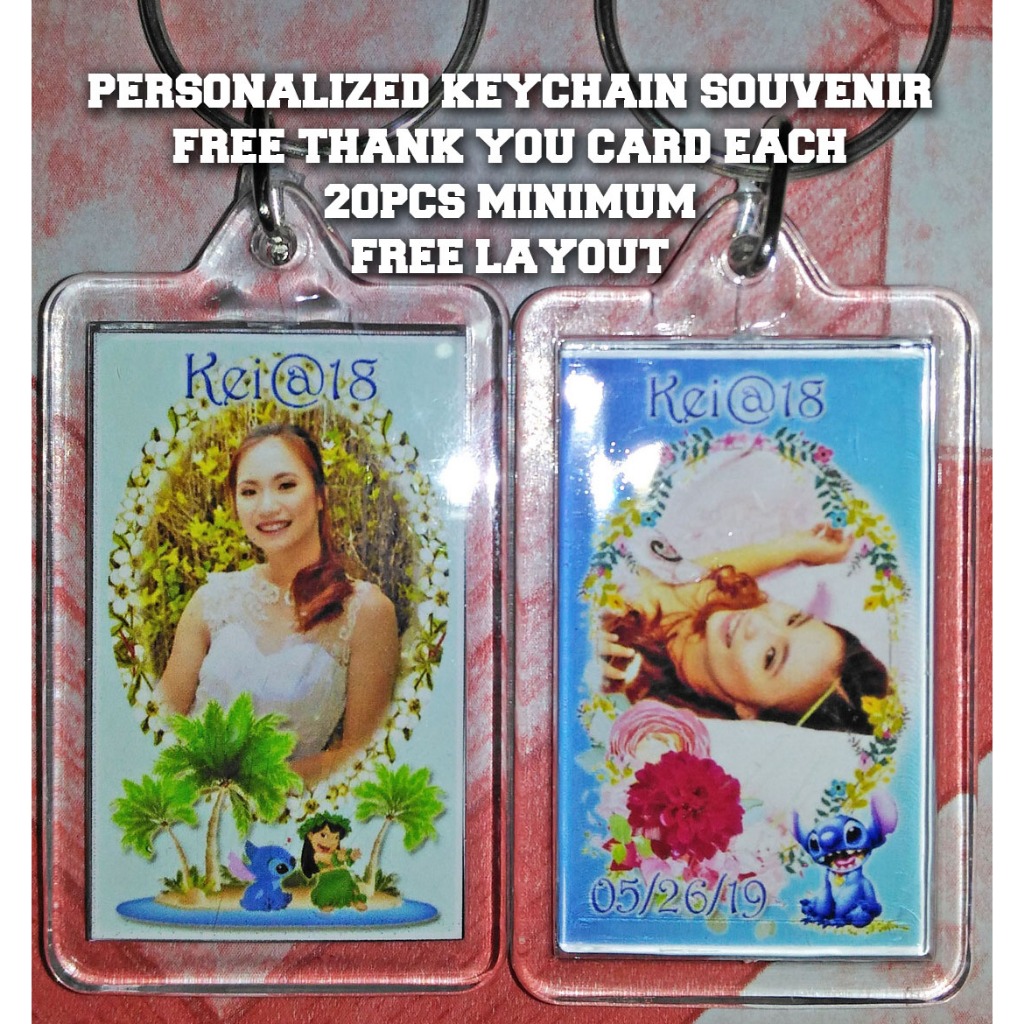 Debut Blue Stitch Theme Personalized Keychain Souvenir Giveaways 18th ...