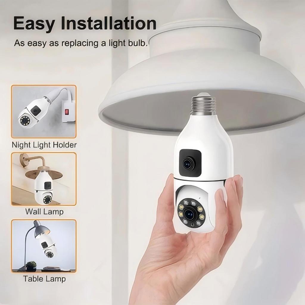 CCTV Bulb Camera HD Dual Lens 50MP Auto Track Night Vision Wireles WiFi ...