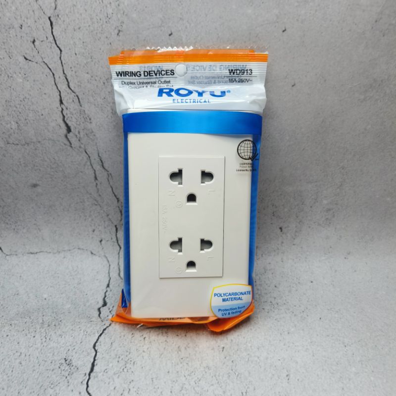Royu Universal Duplex Outlet Wide Series with Ground & Shutter WD913 ...