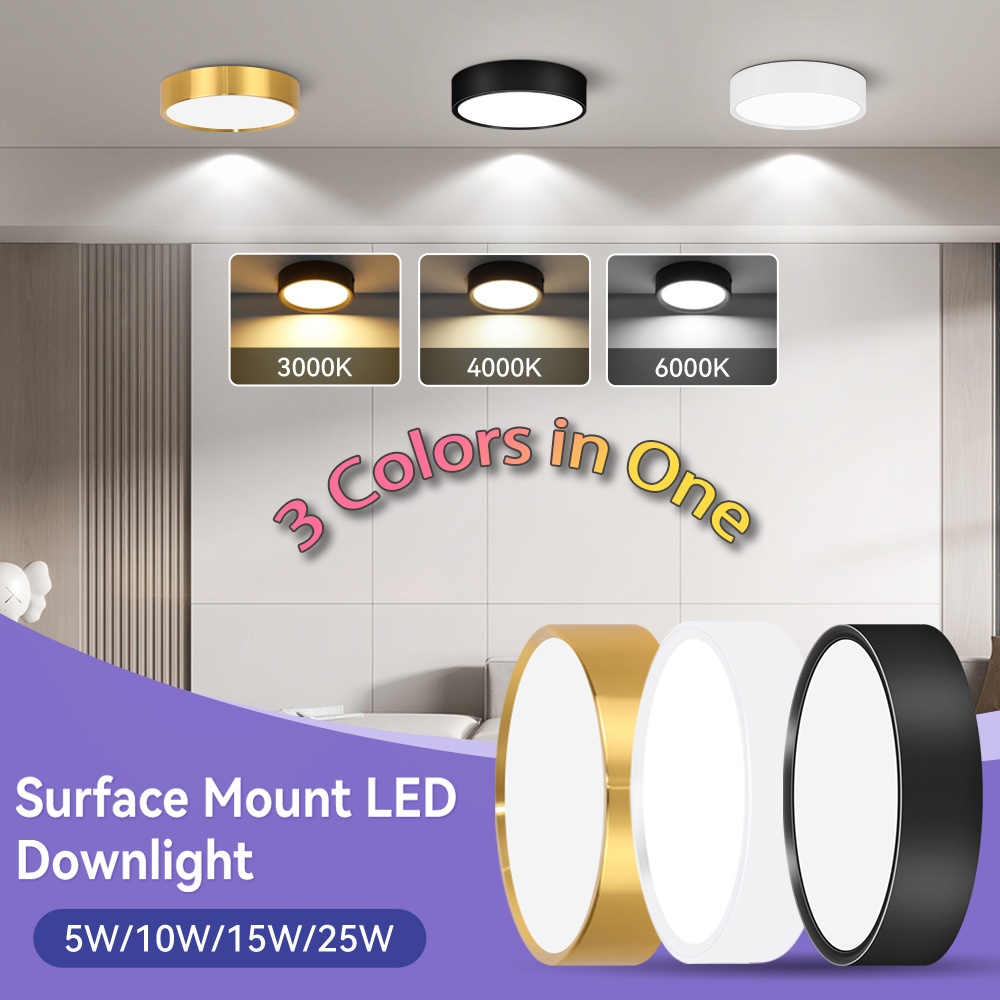 Led Pin Light Ceiling Lights Surface Mounted Downlight 3 Colors Panel ...