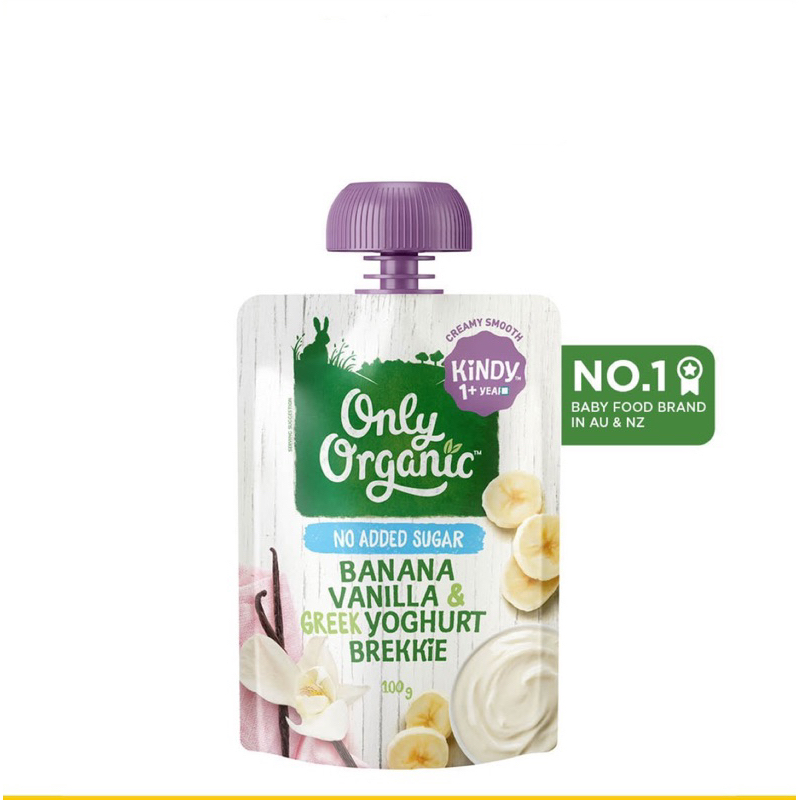 Only Organic Baby Food Banana Vanilla & Greek Yoghurt Brekkie 100g [12 ...
