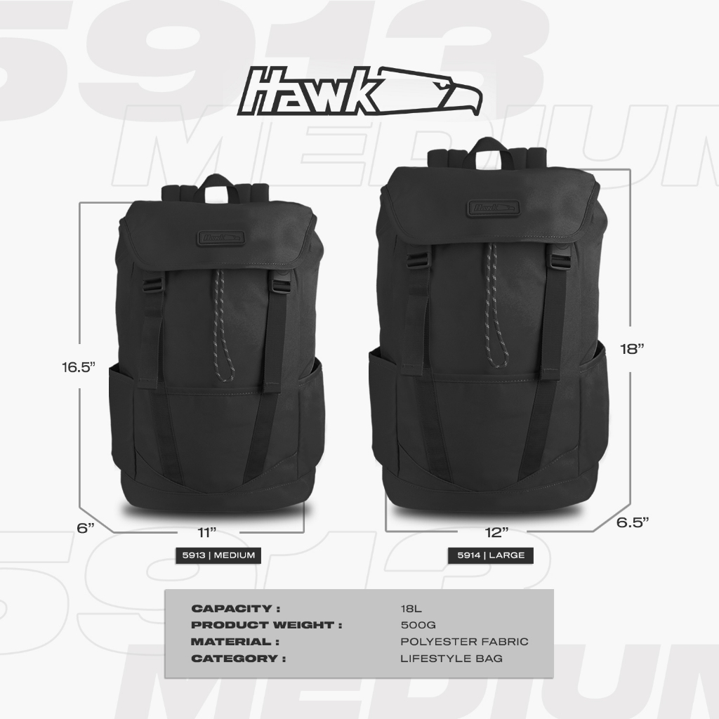 Hawk 5913 MEDIUM Lifestyle Backpack with VIRUPRO Anti-Microbial ...