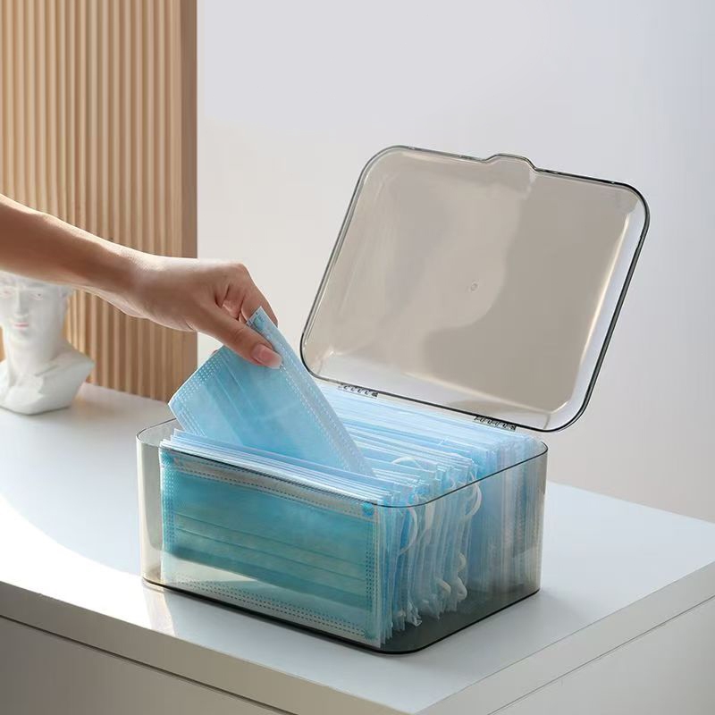 Clear Plastic Storage Box with Dividers, Large Organizer for Masks ...