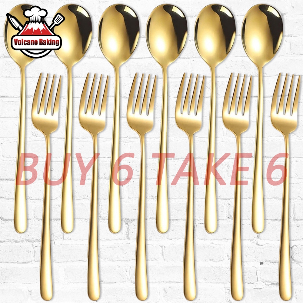 6/12PCS Stainless Steel Spoon And Fork Set Korean Style Food-Grade ...