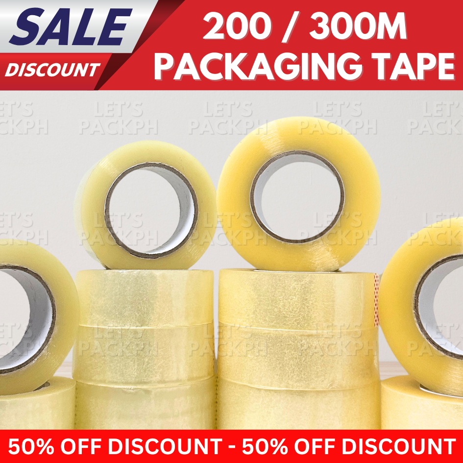LETSPACK 200meters 300meters Packaging Tape Carton Clear Tape Big Roll ...