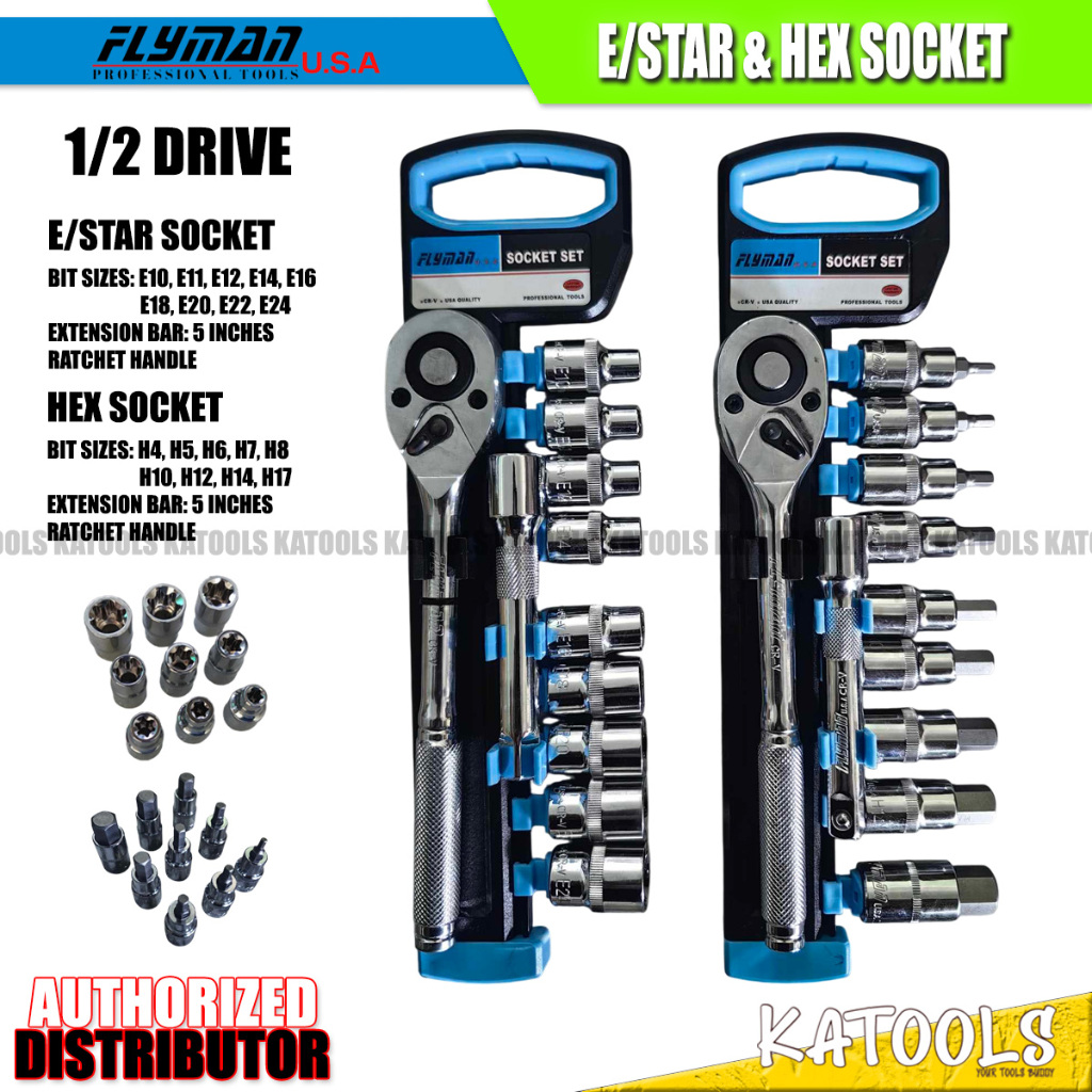KATOOLS ~ Flyman 11pcs E or Star Socket Hex Socket Allen Socket Bit ...
