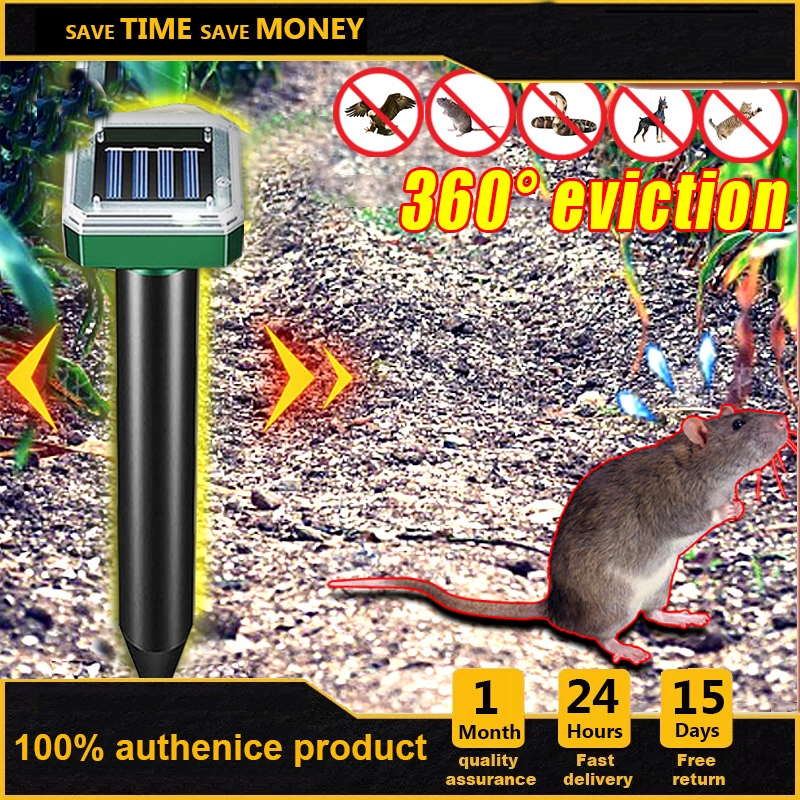 Upgrade Solar Ultrasonic Pest Mole Snake Repeller Outdoor Garden Farm ...