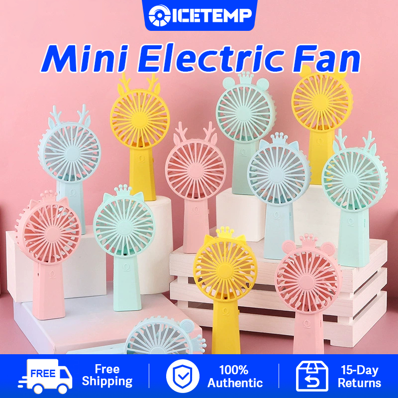 IceTemp Mini Cartoon Fan Portable Fan Battery Powered Rechargeable Low ...