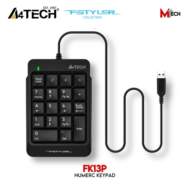 A4TECH FSTYLER FK13P Wired Sleek Numeric Keypad USB Numpad 18 Keys (Black) | Shopee Philippines