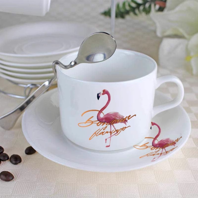 Ceramic coffee cup white minimalist bone china coffee cup plate set ...