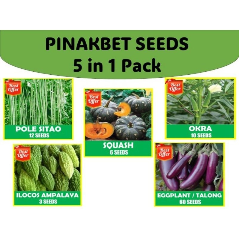 Pinakbet Vegetables Seeds Package (Talong, Kalabasa, Okra, Sitaw ...