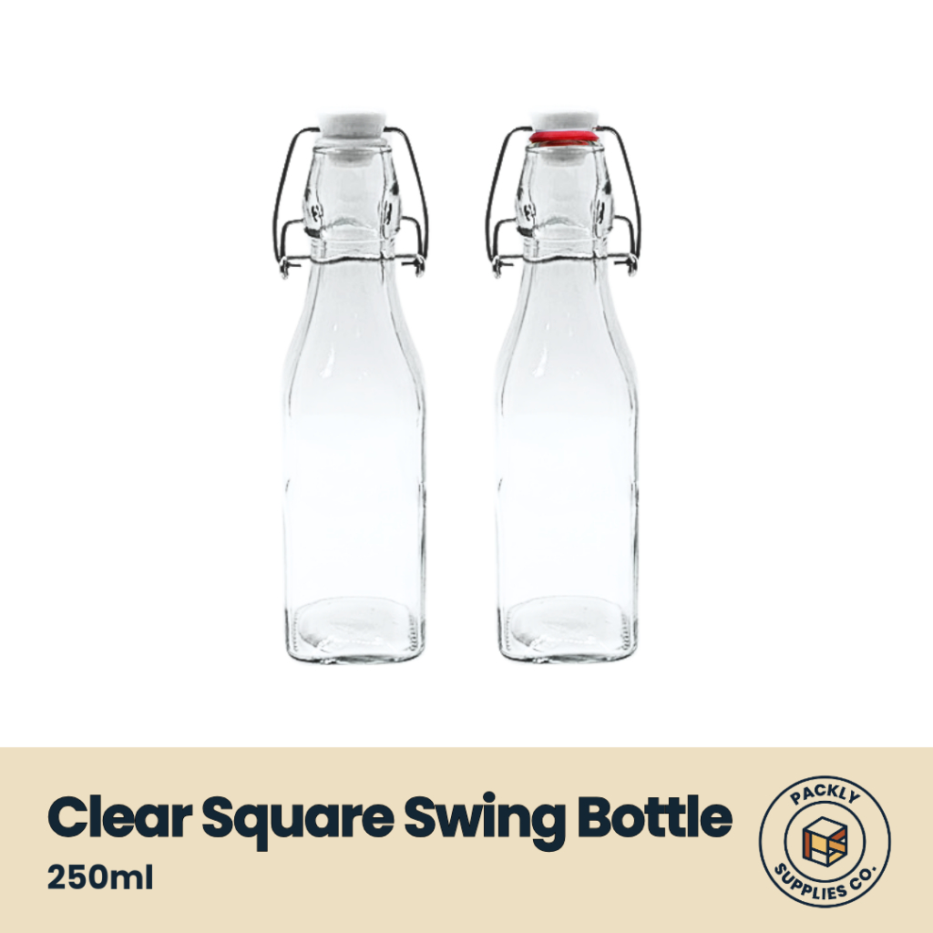 (1PC) CLEAR SQUARE Swing Top Glass Bottle 250ml | Shopee Philippines