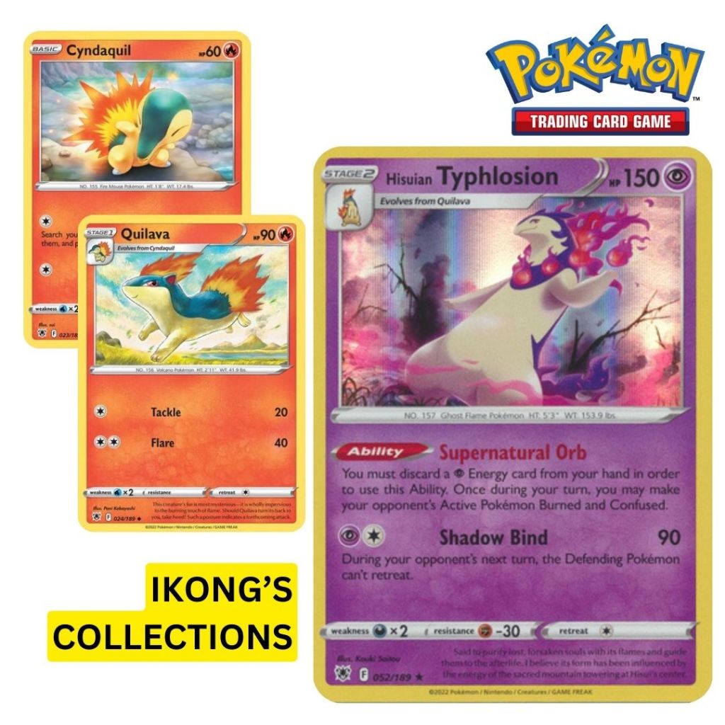 [SET RARE HOLO] Cyndaquil, Quilava, Hisuian Typhlosion Evolution Astral ...