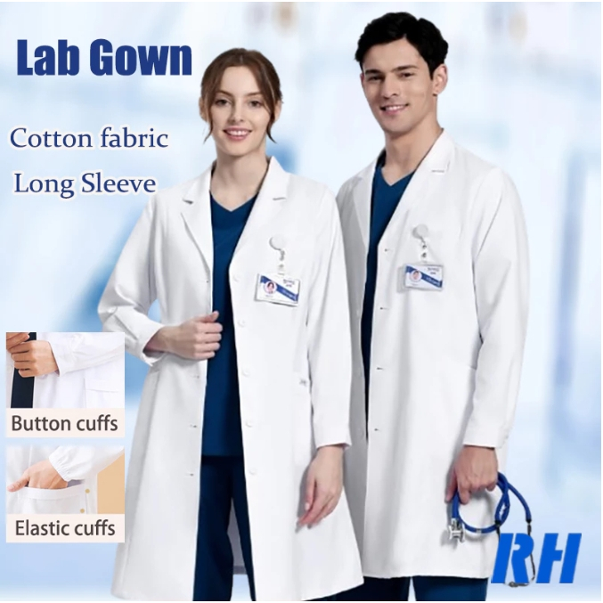 Lab Gown For Students Female Long Sleeve Lab Coat Workwear Pharmacy ...