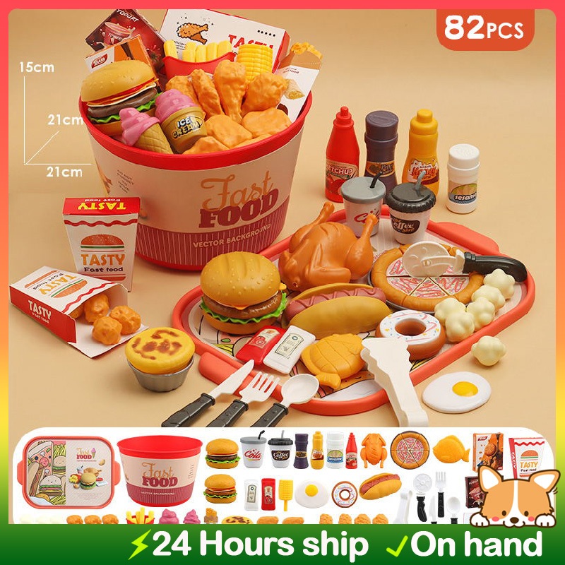 Kids' Fried Chicken Burger Simulation Kitchen Toy Set for Fast Food ...