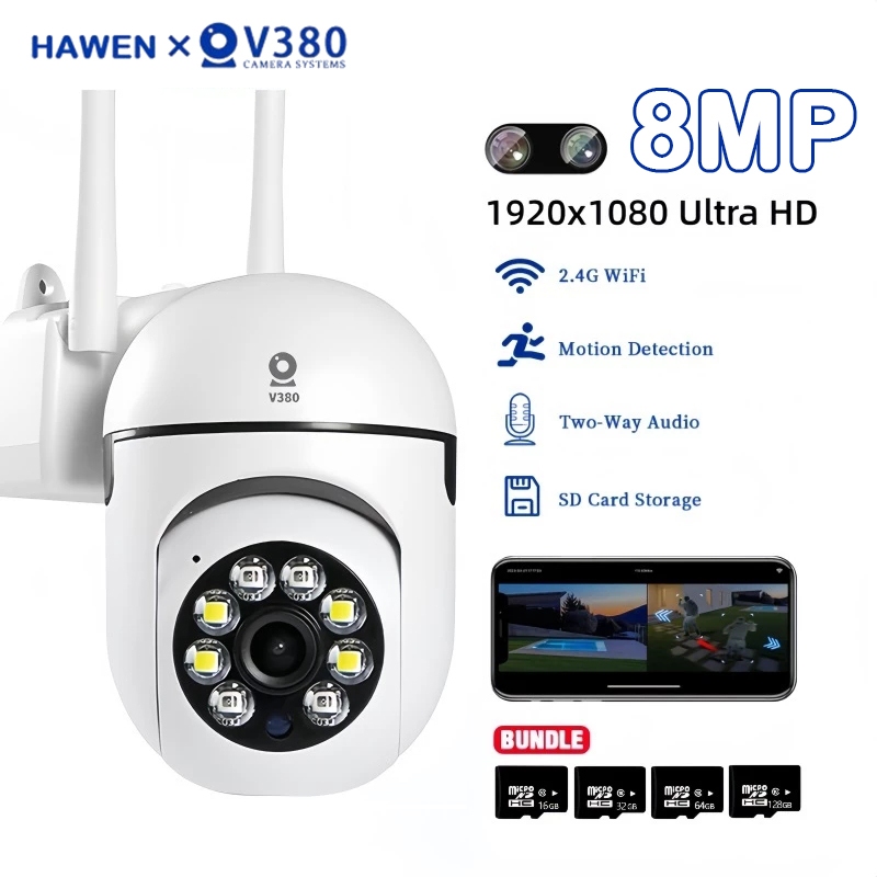 V380 CCTV 8MP Camera CCTV No WIFI Needed Outdoor 4X Digital Zoom PTZ ...