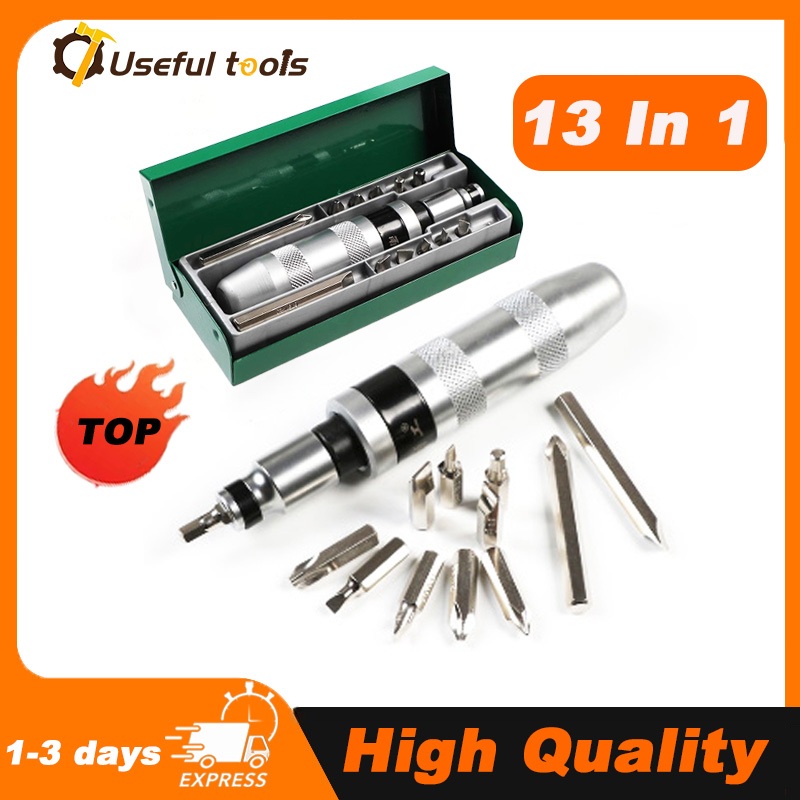 13PCS Impact Driver Set Bits Driver Screwdriver Set Manual Reversible ...