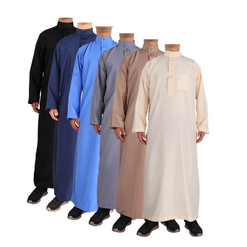 AL DAFFAH ADULT PLAIN LONG SLEEVE GAMIS KIMON THOBE MEN'S ISLAMIC ...