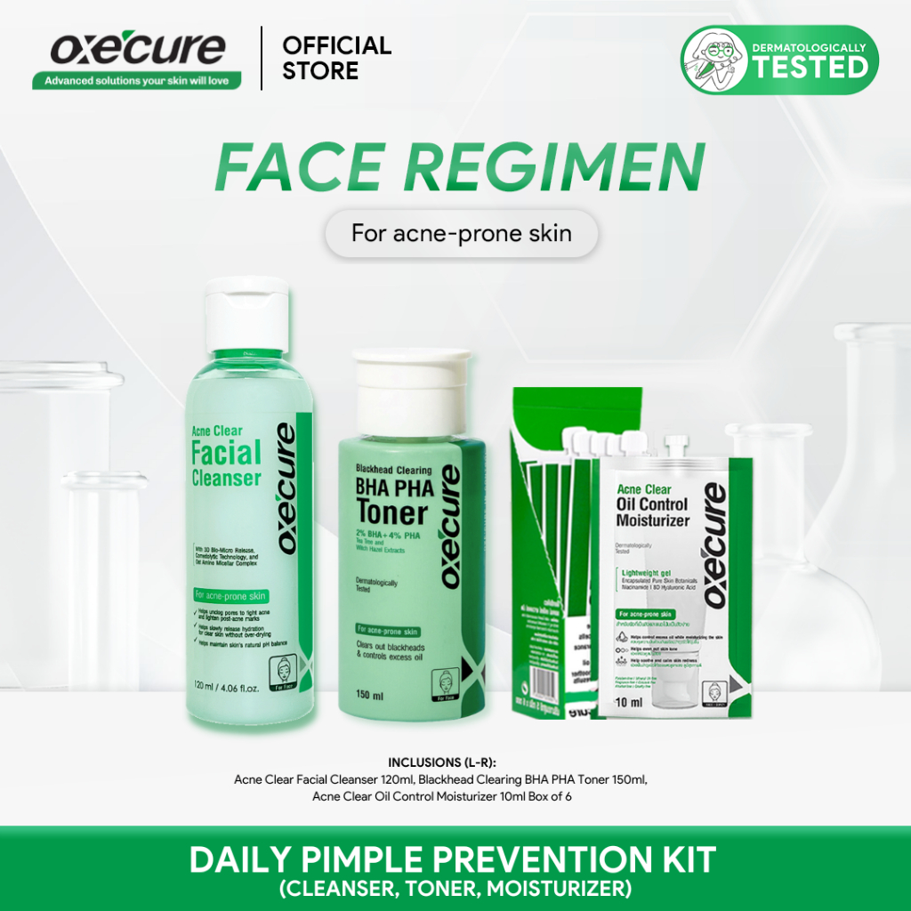 OXECURE Daily Pimple Prevention Trio (Cleanser, Toner, Moisturizer ...
