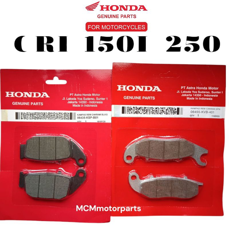CRF Set Brakepad Front & Rear Set for CRF150L / CRF 250 / CRF 300 RALLY ...