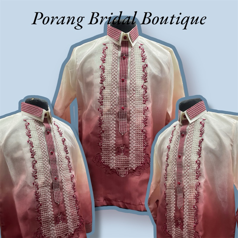 Sports Double Collar Mono Barong Only Maroon, Sports Collar Barong ...
