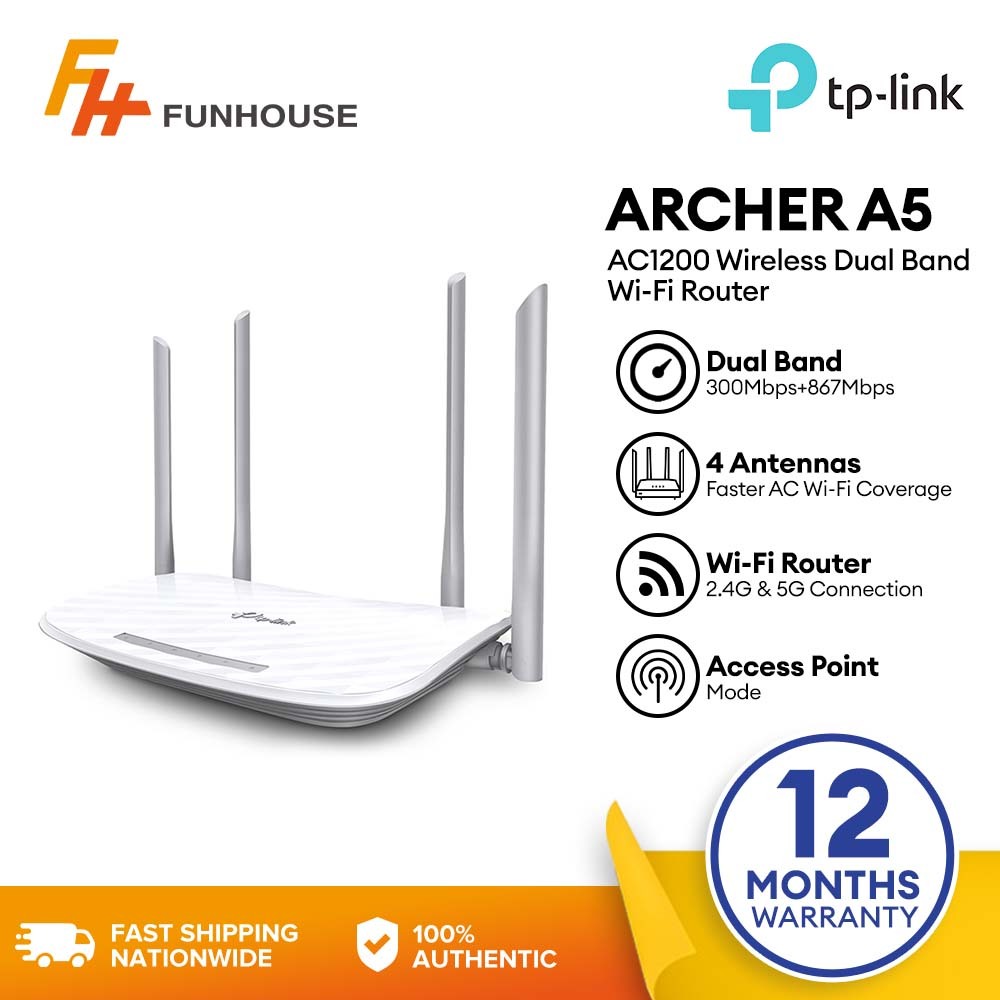 Tp-Link Archer A5 AC1200 Wireless Dual Band Router | 2.4G & 5G Wi-Fi ...