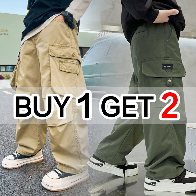 Buy 1Get 2 8-12yrs plain cargo pants for kids boys girls straight cargo ...