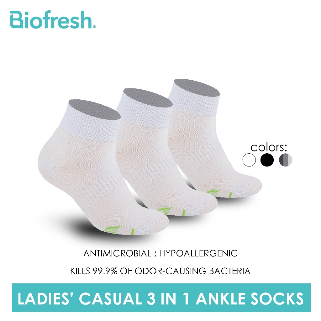 Biofresh Ladies’ Green Tea Lite Casual Ankle Socks 3 pairs in 1 pack ...