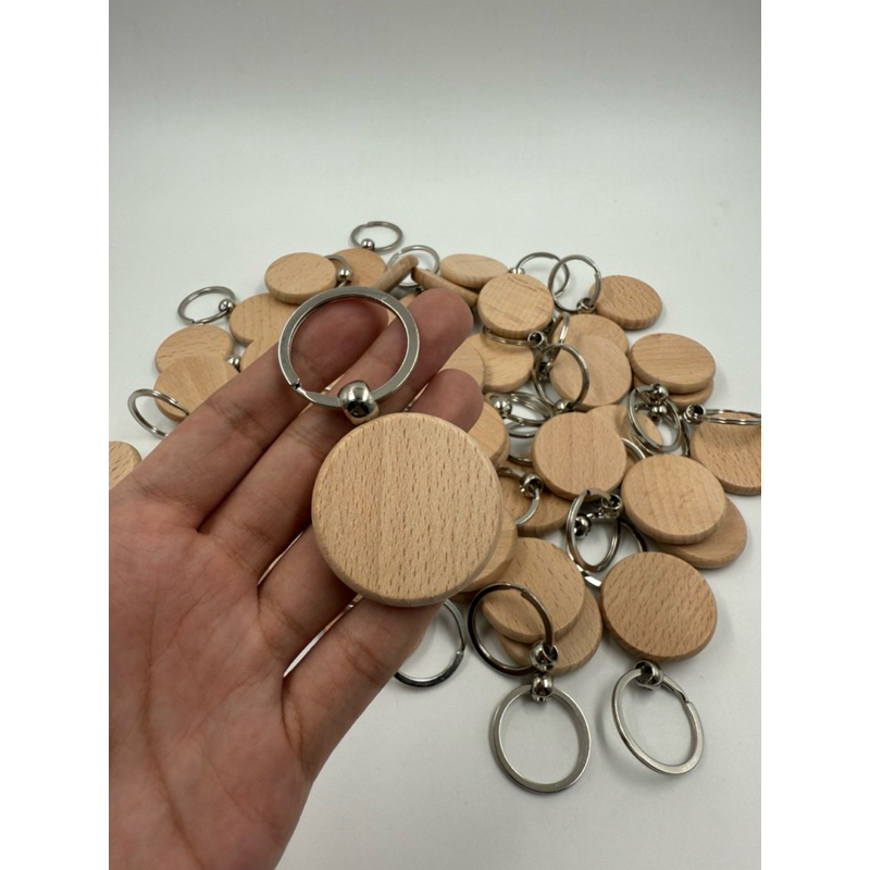 Wooden Round Keychain | Beech Wood | PLAIN NO ENGRAVE | For Laser ...