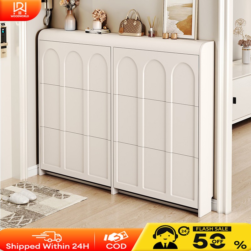 Shoe Racks Flip Shoe Rack Multilayer Shoe Rack 3 Drawers Tipper Milky ...