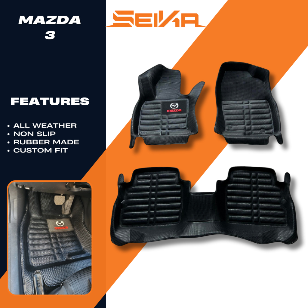 Mazda 3 car mat BM (2018-2025) Premium Diamond Deep Dish Car Matting ...