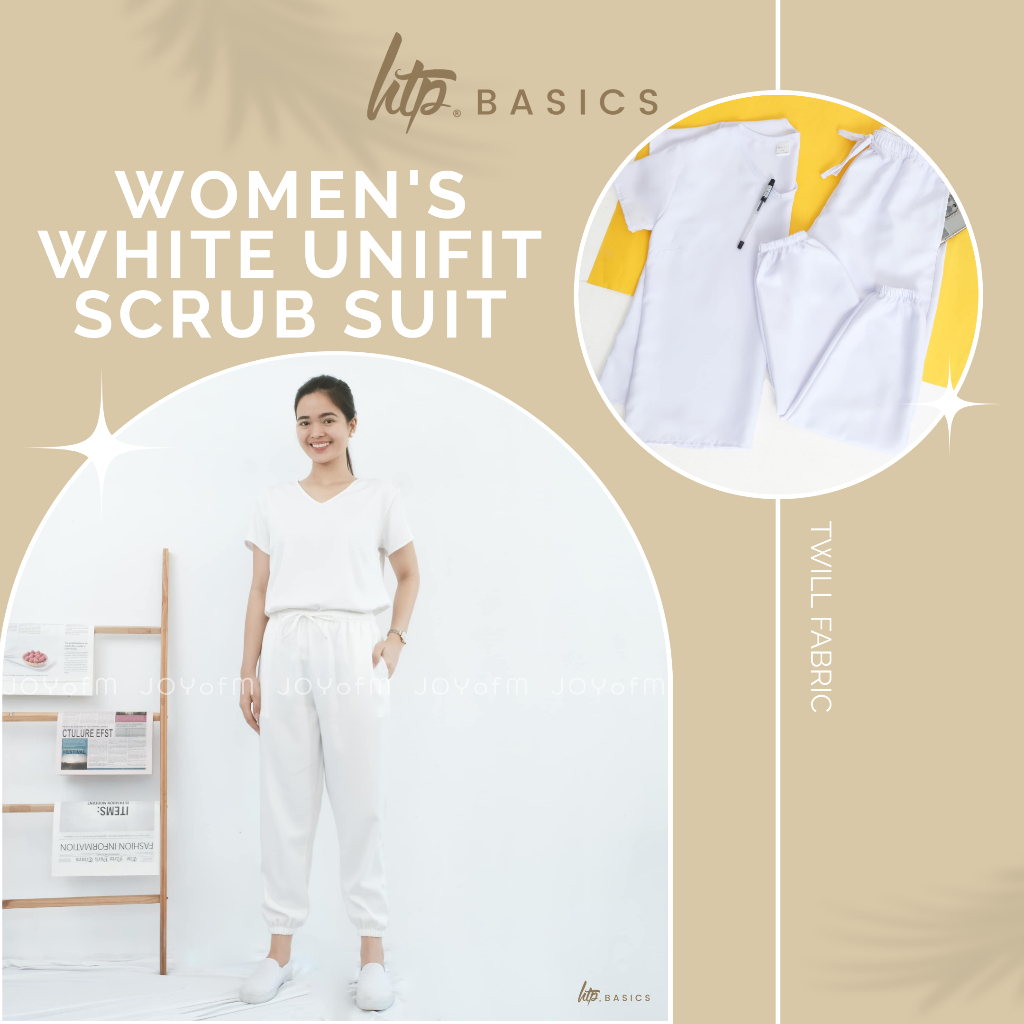 HTP Basics Women's WHITE UNIFIT Scrub Suit | Scrubs for Nurses/Doctors ...