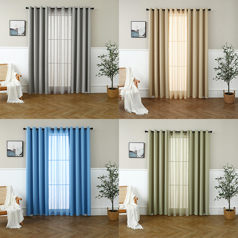 3PCS Blackout Korean Curtain With 8 Rings Bedroom Curtain 140*160cm/140 ...