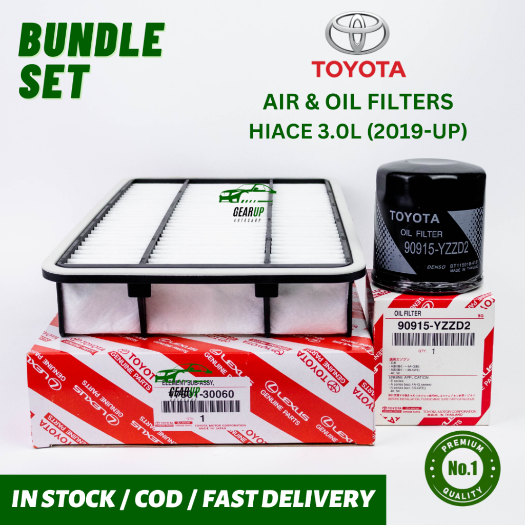 GEAR UP BUNDLE SALE! AIR & OIL FILTERS for TOYOTA HIACE 3.0 (2013-2018 ...
