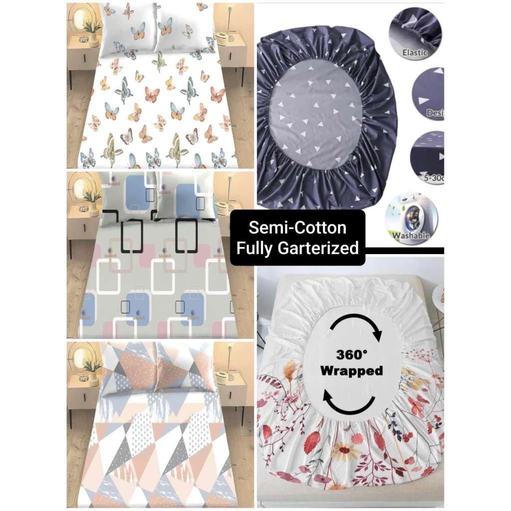Chinee 3 In 1 Bedsheet Semi-Cotton Fully Garterized Set (Bed Sheet ...