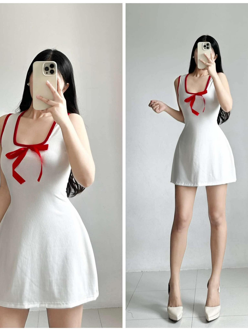 Marilag Sleeveless Knitted Plain Mini Dress with Ribbon/One size fit XS ...
