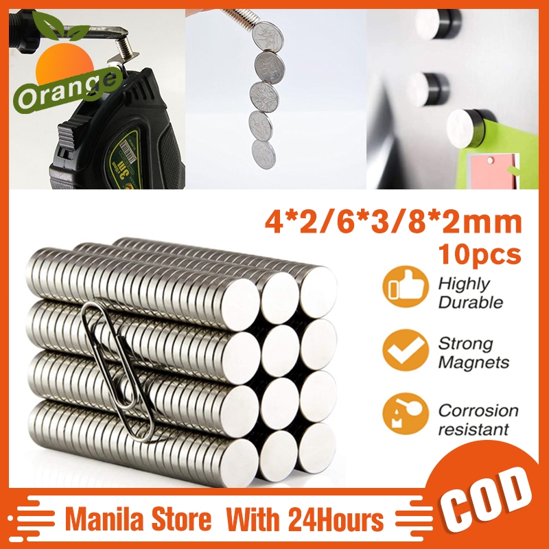 10pcs Neodymium Disc Magnets 4x2mm 6x3mm 8x2mm Strong Rare Earth ...
