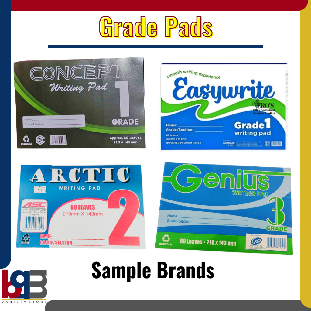 Set of 5 Grade Pads / Grade 1 / Grade 2 / Grade 3 / Grade 4 Pads ...