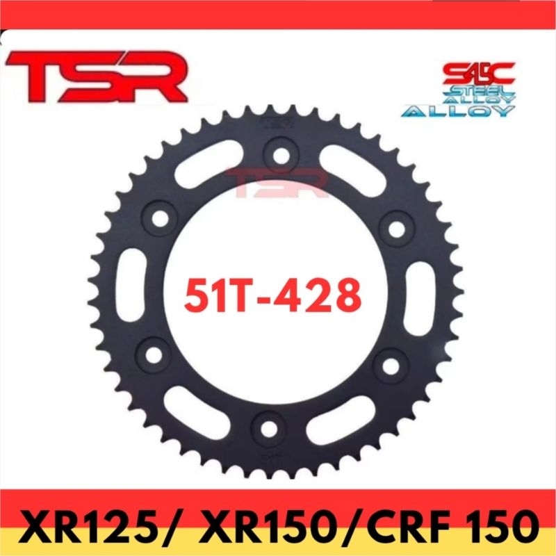 XR125, XR150, CRF150 Rear Sprocket 51T-428 TSR heavy duty | Shopee ...