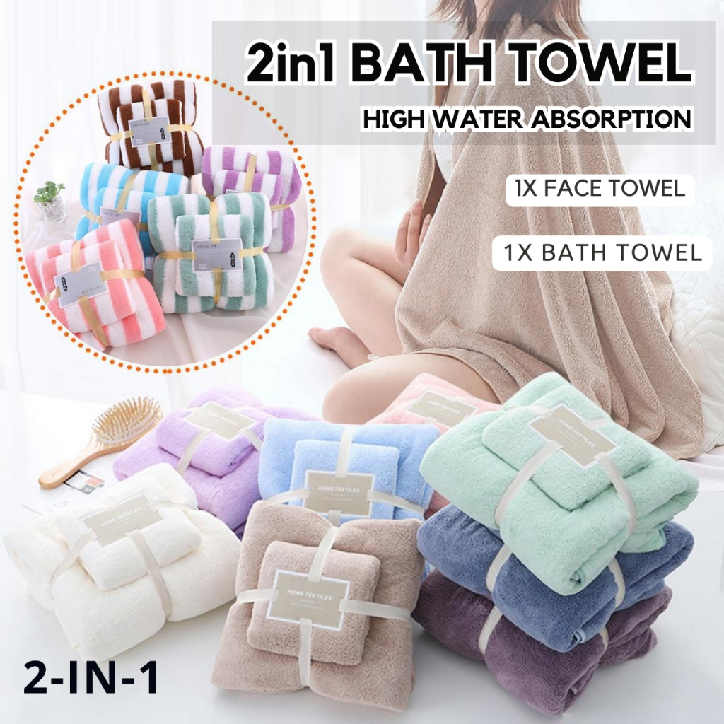 2in1 Mesh Pack Set Towels and Adult Bath Towel for Adult Colorful Non ...