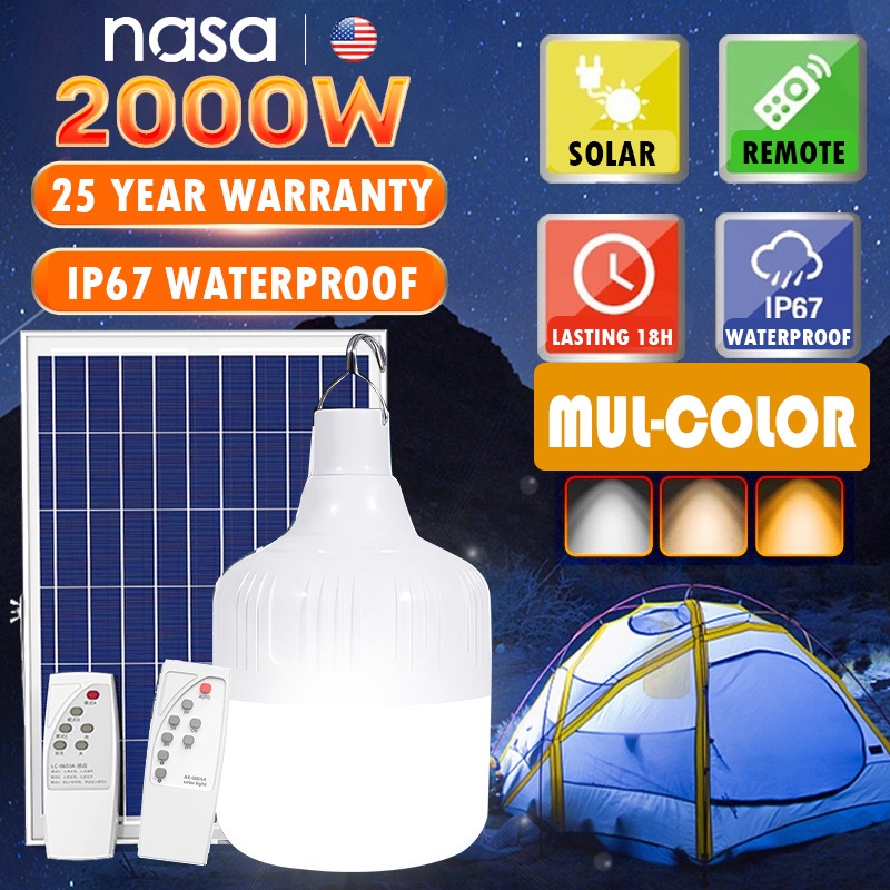 NASA solar light outdoor waterproof ip67 bulb three lighting colors ...