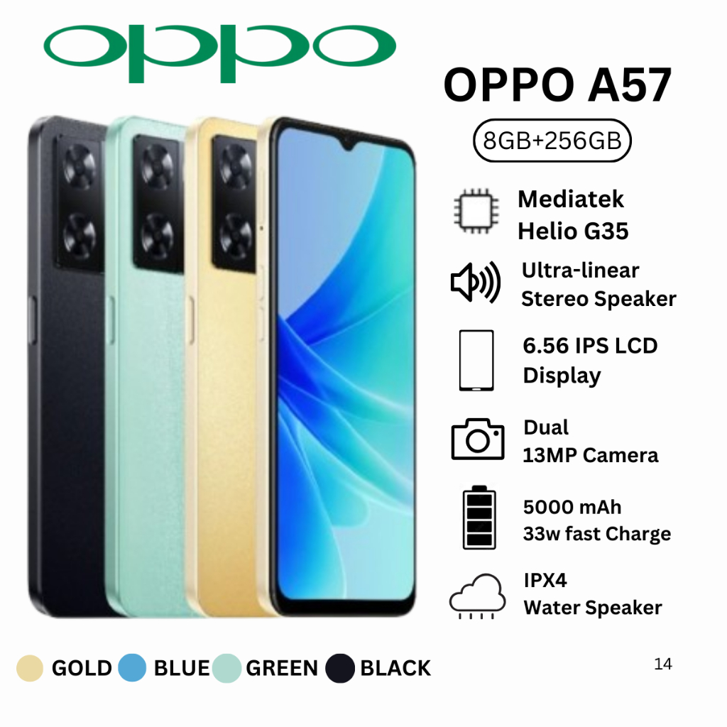 OPPO A57 ( 8GB+256GB) 6.56-inch screen Smartphone 5000mAh Long-Lasting ...